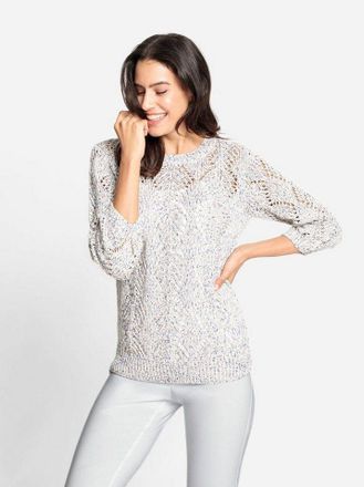 Witt Strickpullover Pullover 3/4-Arm Ajour, Grobstrick, Jersey