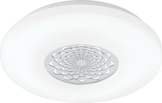 Eglo LED Deckenlampe Capasso 1, 1 flammige Deckenleuchte, Wandlampe mit Muster, Material: Stahl und Kunststoff, Farbe: Chrom, wei&szlig;, &Oslash;: 34 cm