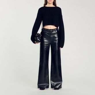 Sandro Kurzer Pullover aus Kaschmir und Wolle