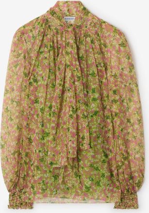 Burberry Seidenbluse mit Blumenmuster, Size: 04