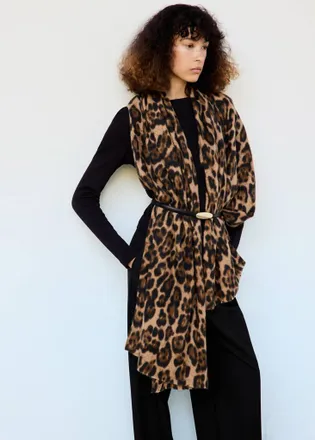 Mango &Eacute;charpe en imprim&eacute; animal marron - Femme - Taille unique - MANGO