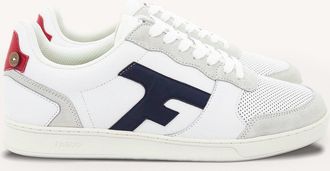 Faguo Baskets cuir blanc et bleu marine