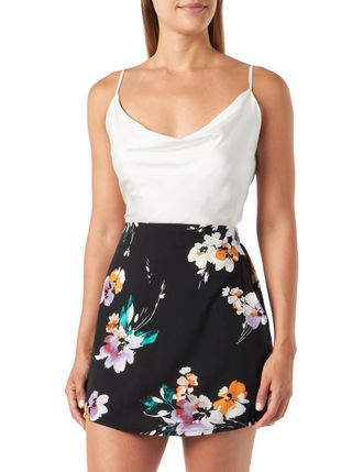 Vero Moda Damen Vmshilah Naja Short Skirt WVN Ga Rock, Black/AOP:Penny, XS