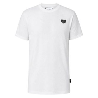 Philipp Plein Homme, Tops, Blanc, Taille: 4XL T-Shirt Col Rond Ss Monogram