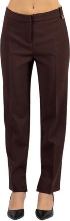 Elisabetta Franchi Femme, Pantalons, Brun, Taille: 38 FR Pantalon L&eacute;ger en Cr&ecirc;pe avec Charme Logo
