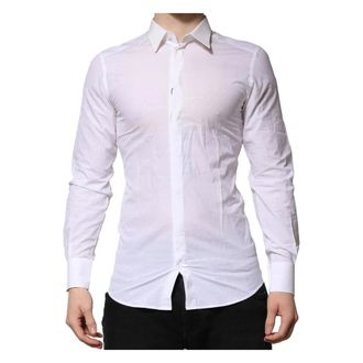Dolce & Gabbana Wei&szlig;es Gold Langarm Kleid Hemd - - Shirts - Herren - Wei&szlig; - S