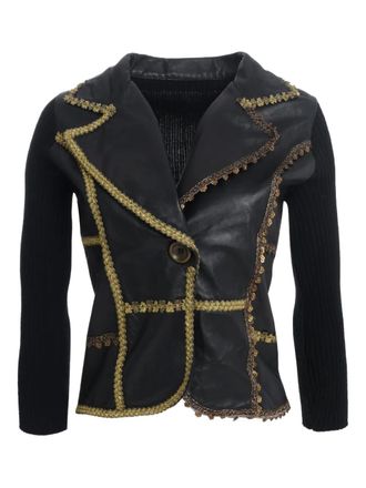 Vintage blazer en cuir - Noir