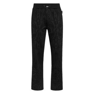 Philipp Plein Homme, Pantalons, Noir, Taille: M Pantalon de jogging boutonn&eacute; en jacquard Chrome Crest