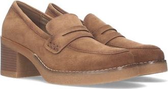 Shoes & Blues Mocassins unis à talon moyen pour femme. Idéal pour les vêtements tendance en automne et en hiver., Camel, 38 EU
