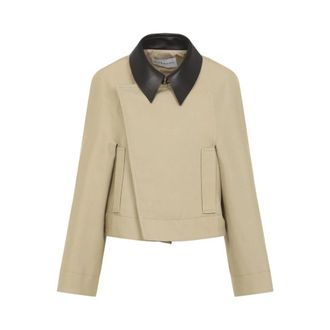 Givenchy Cropped Jacke mit Lederkragen - - Jackets - Damen - Beige - S