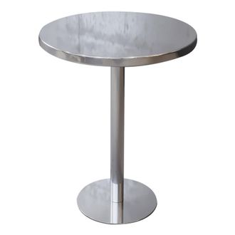 Generic Nachttisch, Beistelltisch im Industriestil | Runder Beistelltisch aus Edelstahl mit stabilem Fu&szlig; f&uuml;r Schlafzimmer, Wohnzimmer, Caf&eacute;