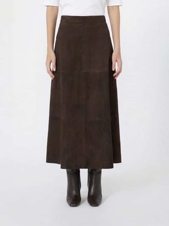 Max Mara S Max Mara Midi-Rock in A-Linie aus Veloursleder mit hoher Taille