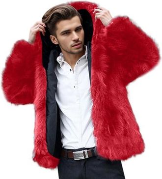 Generic Hommes thermique Faux manteau polaire Super chaud fourrure poids lourd doubl&eacute; veste d hiver avec n23