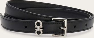 Ferragamo Damen Fester G&uuml;rtel mit Kristallen Schwarz
