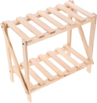NUOBESTY Holz Pflanzenständer Stabiler Blumentopfhalter Dekoratives Regal für Wohnzimmer Büro Balkon Natürlicher Holz Look Pflanzendisplay Vielseitig Einsetzba