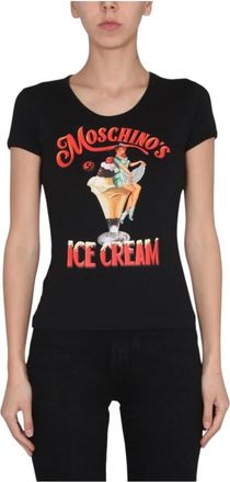 Moschino Femme, Tops, Noir, Taille: 40 FR T-shirt &agrave; imprim&eacute; Ice Cream