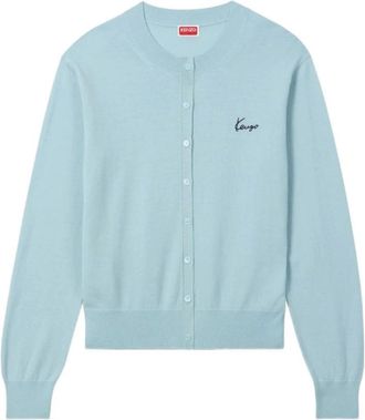 Kenzo Femme, Pulls, Bleu, Taille: 38 FR Gilet Brod&eacute; Signature