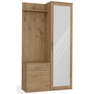 Selsey Selsey - Duvio - Flurgarderobe mit Schrank und Spiegel, Eiche Artisan, 100 cm