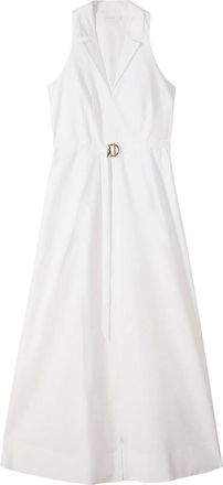 Patrizia Pepe Femme, Robes, Blanc, Taille: 38 FR Longue Robe en Popeline avec Fente Avant