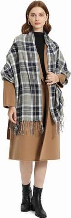 Miss Lulu Echarpes Femme Hiver Chaud en Carreaux Doux Foulard Châle écharpe épais Pull Châle Mode écharpe Longue Grand Unisexe Tartan Poncho Vintage Multicolore