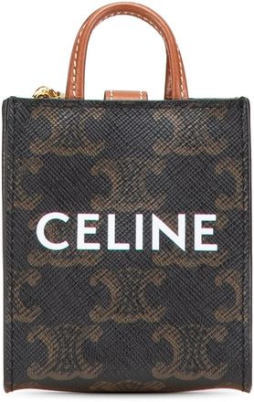 Celine Schl&uuml;ssel- & Taschenanh&auml;nger - Micro Triomphe Coated Canvas Vertical Cabas Bag Ch - Gr. unisize - in Braun - f&uuml;r Damen