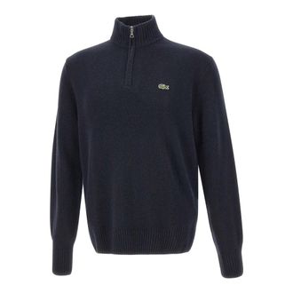 Lacoste High Zip Neck Carded Wool Sweater - - Knitwear - Herren - Blau - L