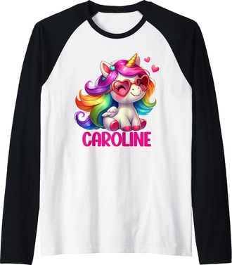 BDAZ Caroline Einhorn-Name, personalisiertes Design Raglan