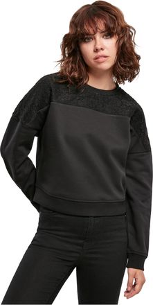 Urban Classics Ladies Short Oversized Lace Inset Crew Black L