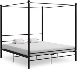 vidaXL Vidaxl - Cadre de lit &agrave; baldaquin sans matelas noir m&eacute;tal 200x200 cm