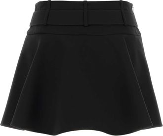 Loewe Belted Wool Blend Skirt - Black