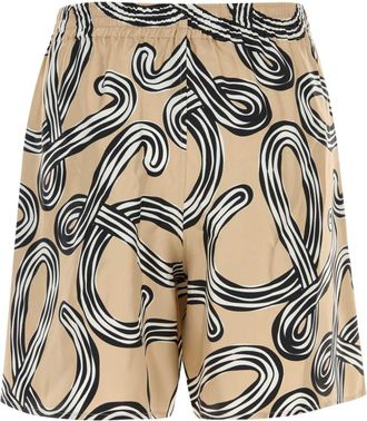 Loewe Abstract Print Silk Shorts - Beige