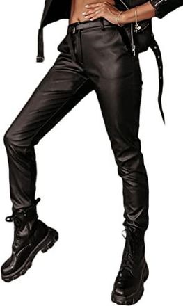 Onsoyours Pantalon skinny en similicuir, style décontracté, parfait comme legging, pour femmes, 03 noir., M