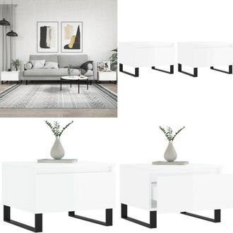 vidaXL Couchtische 2 Stk. Hochglanz-Wei&szlig; 50x46x35 cm Holzwerkstoff - Elegante Couchtische - Wohnzimmerstil - Holzwerkstoff M&ouml;bel - Wei&szlig;er Couchtisch