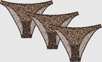 Understatement Damen vegan Multipack 3x Bikini Slips Mesh Leopard