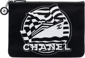 Chanel Sac pochette en toile Pre-owned - Femme - Pre-owned - Noir - Taille: ONE Size