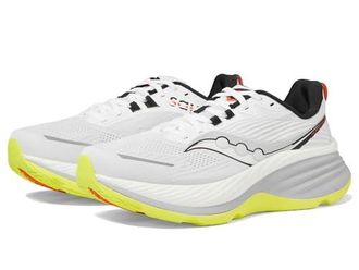 Saucony Mens Hurricane 24 Sneaker, White/Black, 14