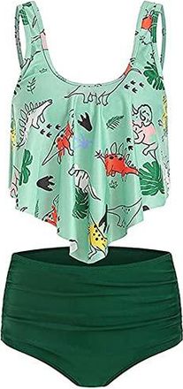 Generic Maillot de corps pour homme - Col en V - Maillot de bain bikini pour femme - Imprim&eacute; dinosaure - Couvre le ventre, vert, XXL