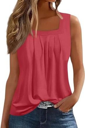 Generic Debardeur Femme Chic et &eacute;l&eacute;gant Chemisier sans Manche D&eacute;bardeur Crop Top Ete Haut Chic et Elegant Caraco Vetement Femme Tee Shirt sans Manche Fluide A