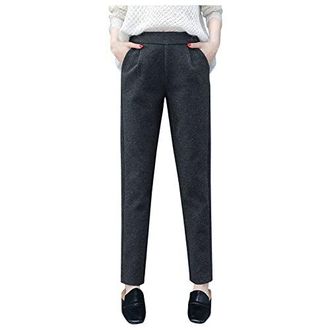 Generic Pantalon Chaud décontracté en Velours côtelé pour Femme - Taille élastique - pour lAutomne et lHiver Uni Couleur DéContractéEs Taille Haute Pantalons 