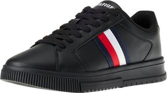 Tommy Hilfiger Homme Supercup LTH Stripes ESS FM0FM04895 Baskets à Semelle Cupsole, Noir (Black), 40.5 EU