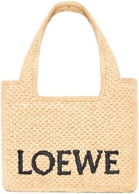 Loewe Mini LOEWE Font Tote en raphia