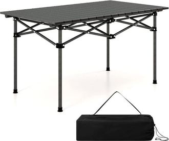 Costway Table de Camping Pliante Portable Aluminium 4-6 Personnes 95 x 55CM Charge 60KG Table Pique-Nique avec Sac de Transport Noir