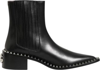 Dolce & Gabbana Homme, Chaussures, Noir, Taille: 40 EU Bottes Courtes en Cuir Noir Cloutées pour Homme