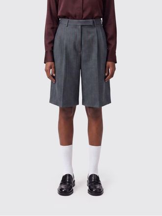 Jil Sander Bermuda de tailleur &agrave; rayures et jambe large en lin et coton