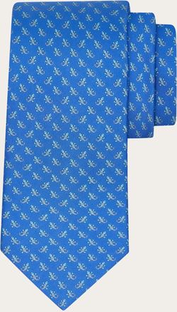 Ferragamo Herren Seidenkrawatte mit Gecko-Print Blau