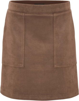 OPUS Damen Minirock | Minirock RELVINA A-Linie in Veloursleder-Optik Cocoa, 34