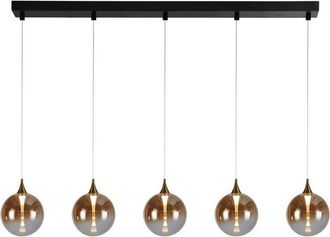 Searchlight Searchlight Alchemy Lampe suspendue &agrave; 5 LED en m&eacute;tal noir et verre ambr&eacute;