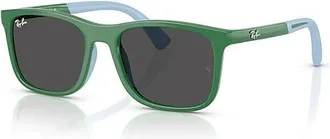 Ray-Ban Rb9084s Kids Bio-based Sonnenbrillen Green On Rubber Light Blue Fassung Grau Glas 47-16