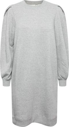 Ichi IHMALO SW DR Damen Sweatkleid Freizeitkleid Kleid Sweatkleid mit Puffärmeln Langarm breite Bündchen Regular-Fit, Größe:M, Farbe:Medium Grey Melange (2