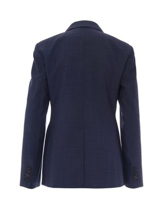 Max Mara Womens Double-Breasted Wool Blazer Navy Fil A Virgin Jacket
